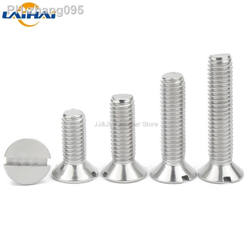 10/50pc M3 M4 M5 M6 M8 304 A2-70 stainless steel GB68 Metric Threaded Slotted Flat Countersunk ...