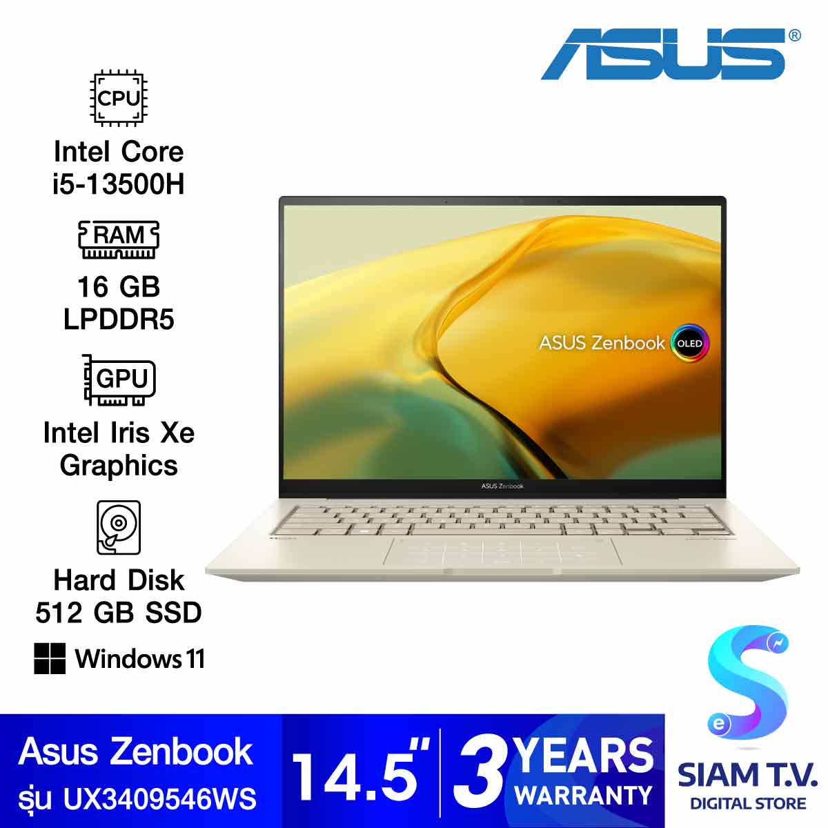 NOTEBOOK โน้ตบุ๊ค ASUS ZENBOOK 14X OLED UX3404VA-M9546WS SANDSTONE ...