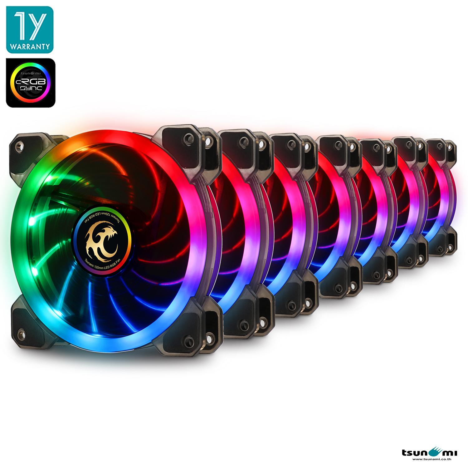 พัดลมระบายความร้อน Tsunami Dual Ring (cRGB Sync) Series RGB Cooling Fan ...