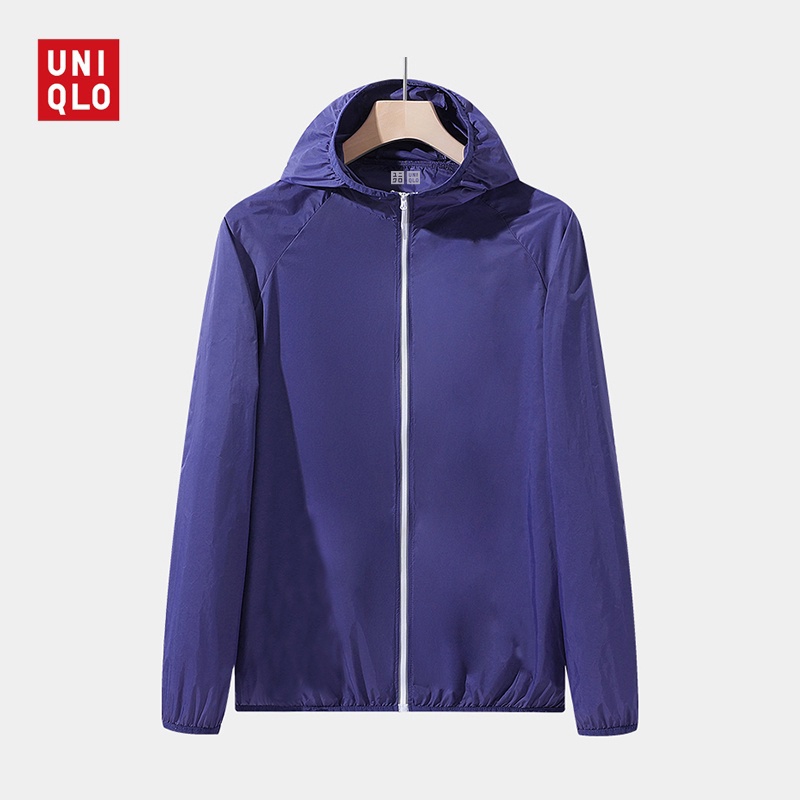 พร้อมสต็อก S-4XL Uniqlo เสื้อคลุมกันแดด เสื้อแจ็คเก็ตสตรีมีฮู้ดกันลมและกันแดด เสื้อกีฬาระบาย ...