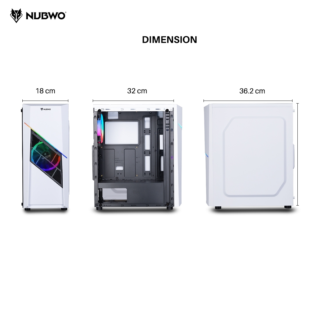เคสคอมพิวเตอร์ Nubwo ARTEMIS NPC-329 Mini-ITX MICRO-ATX ATX รองรับพัดลมได้ถึง 4 ตัว มีไฟ Rainbow ...