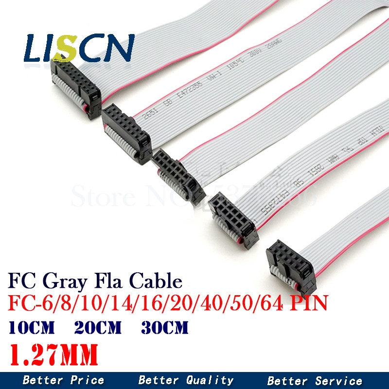 1PCS 1.27MM pitch FC 6/10/14/16/20/40/50 PIN 20/30CM JTAG ISP DOWNLOAD CABLE Gray Flat Ribbon ...