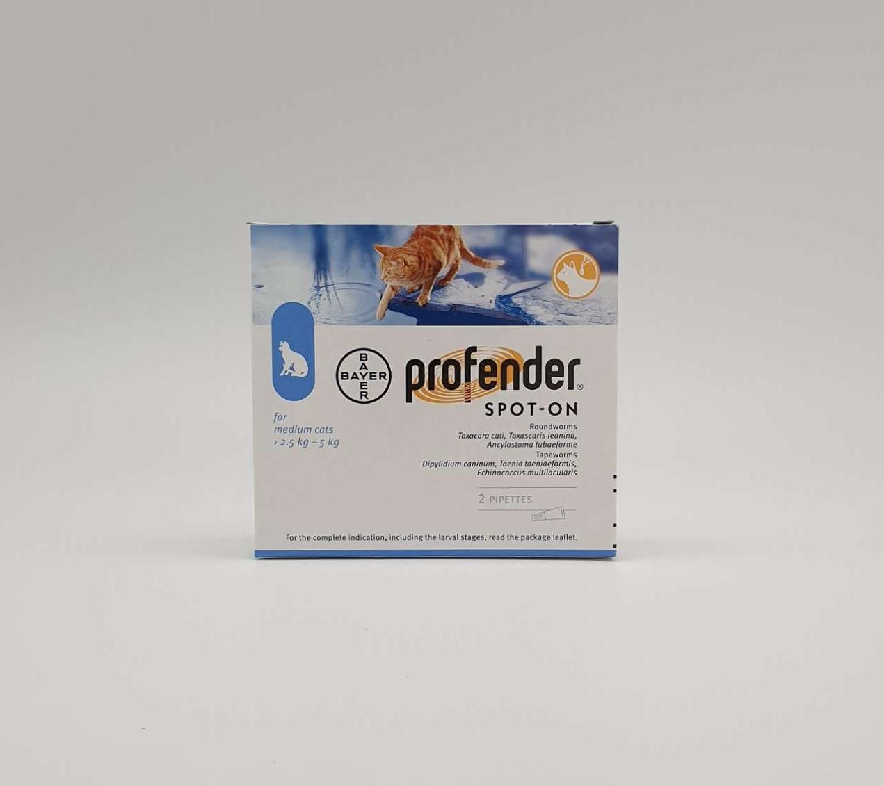 โปรโมชั่น Profender Bayer ชนิดหยดหลัง แมว 2.5-5kg (1กล่อง2หลอด) กล่องสี ...