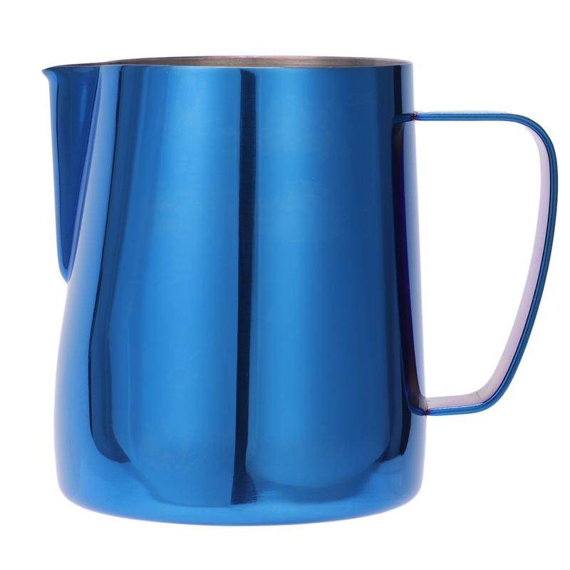 Stainless Steel Titanium Blue 350ml Frothing Jug Espresso Coffee ...