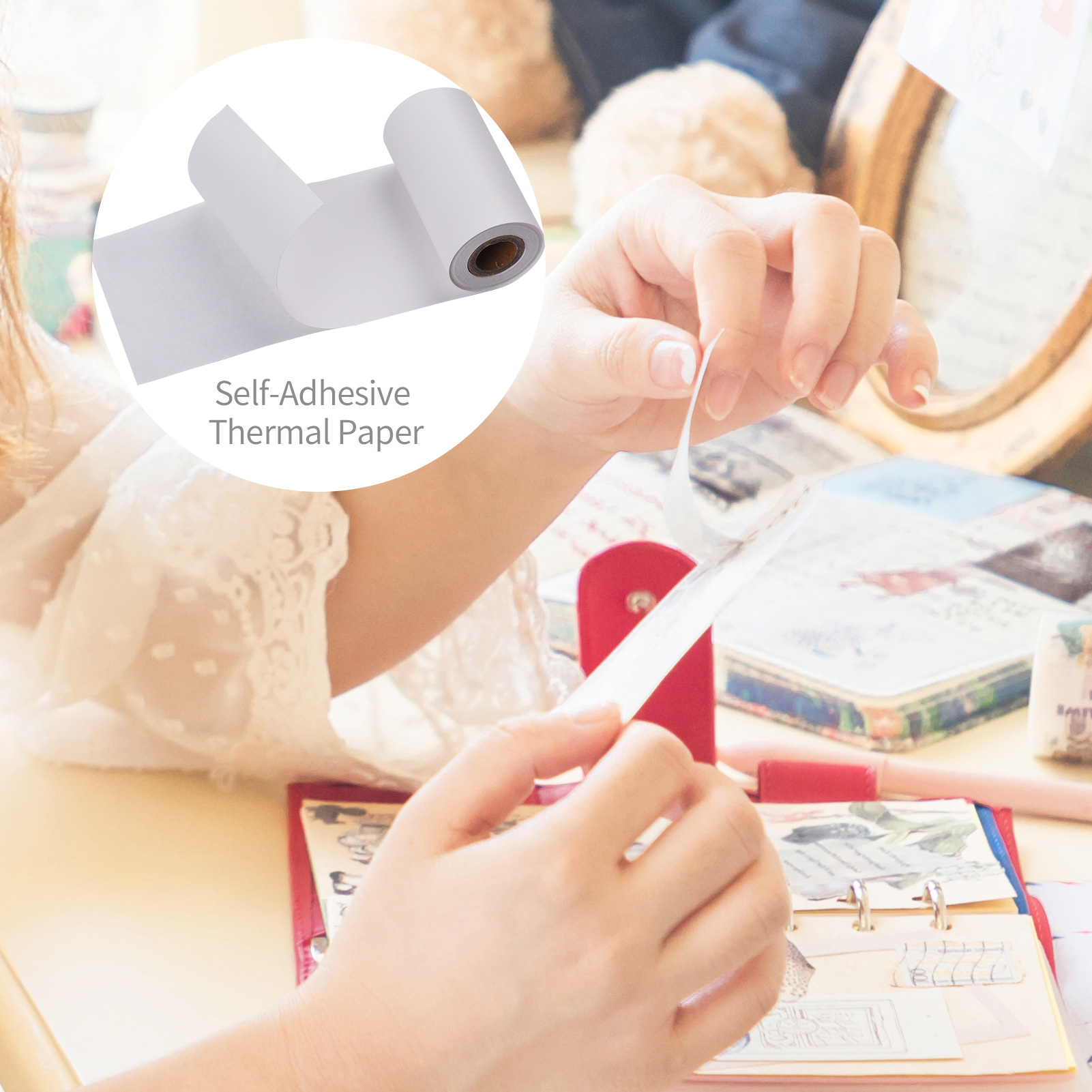 3 Rolls 57x30mm Self-Adhesive Thermal Paper Roll Sticky Paper BPA-Free ...