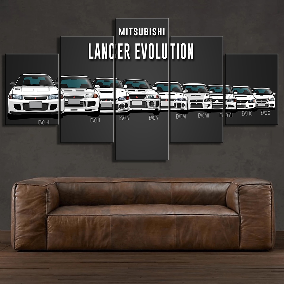 Canvas Painting Print Modular Artwork Modern 5 Pieces Mitsubishi lancer ...