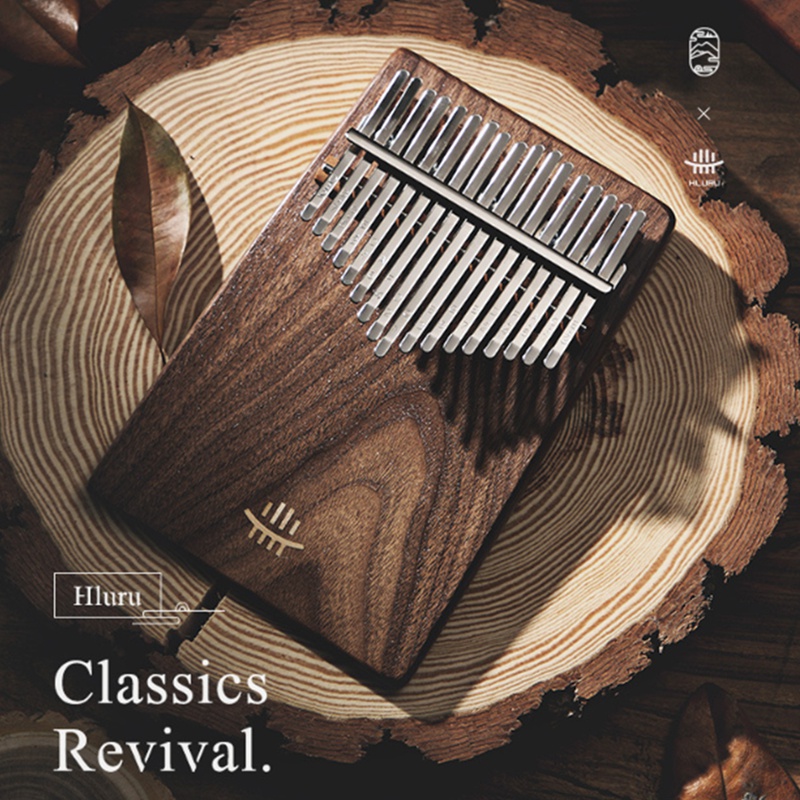 HLURU Kalimba Black Walnut Curly Figure Keyboard Thumb Piano Chamfer ...