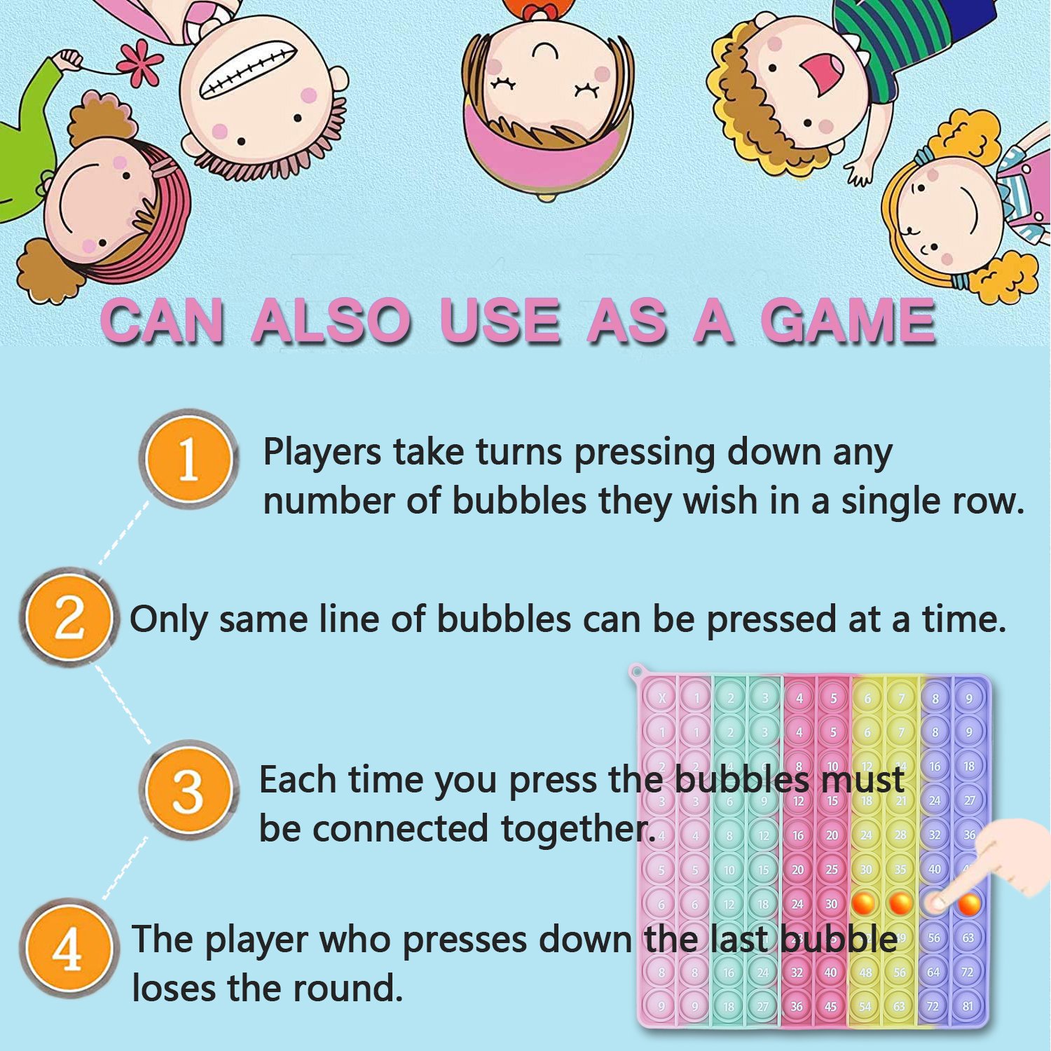 SYMOMOK Popits Fidget Toys Poppers Fidgets Sensory Toy Multiplication Rainbow 100 Bubbles Push ...