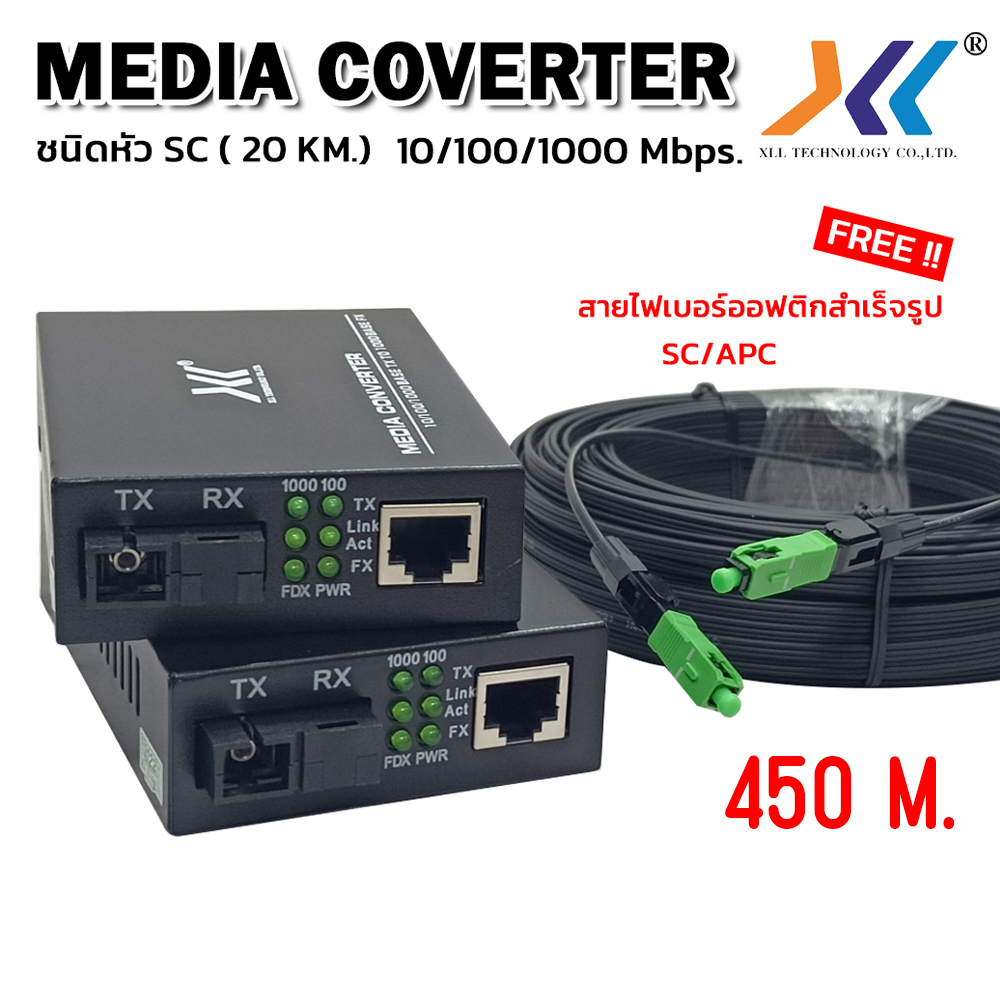 ชุด Media Converter ชนิดหัว SC มีเดีย คอน เวอร์ เตอร์ cctv พร้อม สายไฟ ...