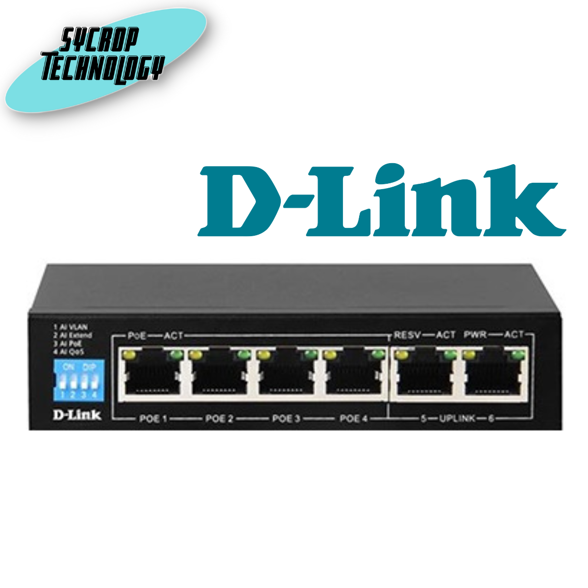 SWITCH สวิตซ์ D-LINK 6 PORT DES-F1006P-E - 250M 10/100 SWITCH WITH 4 ...