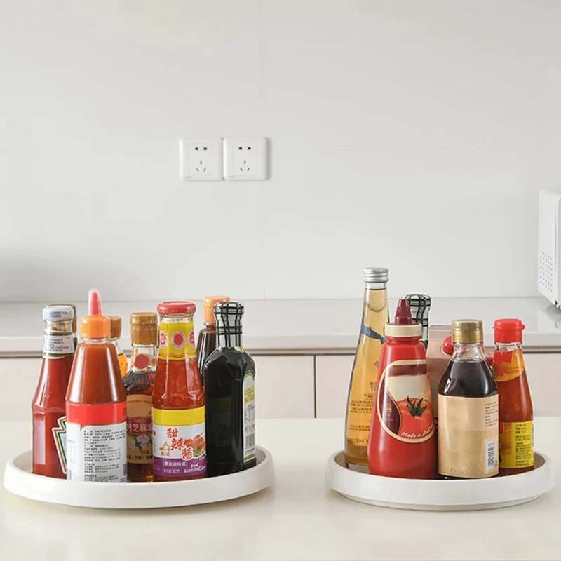1Pcs Kitchen Condiment Round Rotating Storage Tray TPR Home Cosmetics ...