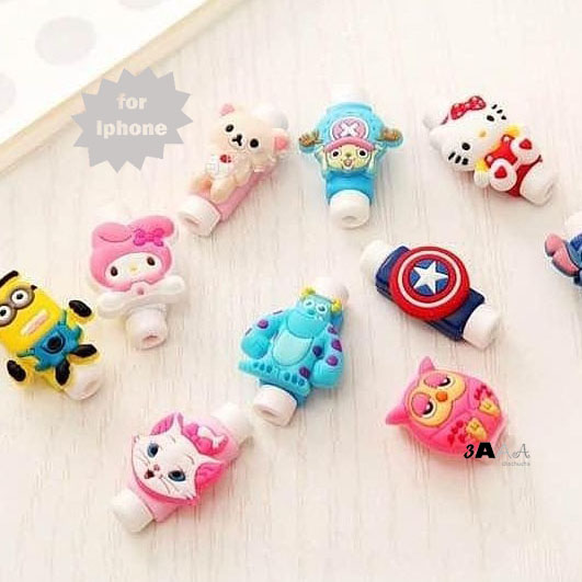 ตัวล็อคถนอมสายชาร์จ(ตัวยาว)ลายการ์ตูน cartoon cable bite protector - 3A chachucha - ThaiPick