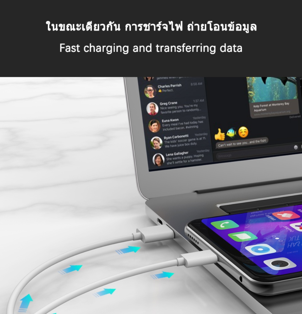 สายชาร์จ 2.4A สายชาร์จเร็ว ยาว 1 เมตร เลือกได้ 3 รุ่น เหมาะสำหรับ Apple ...