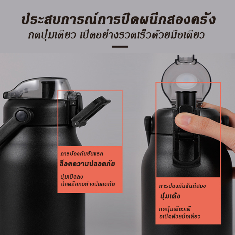 DTC กระบอกน้ำ สแตนเลส316 มีหูหิ้ว กระบอกน้ำเก็บเย็น ขนาดใหญ่1700ML แบบหลอดดูด เก็บน้ำร้อนเย็น มี ...