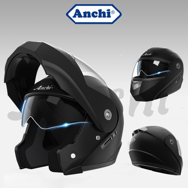 Anchi หมวกกันน็อค แว่น2ชั้น Motorcycle Helmet ปลอดภัย กันลม หมวกกันน็อ ...