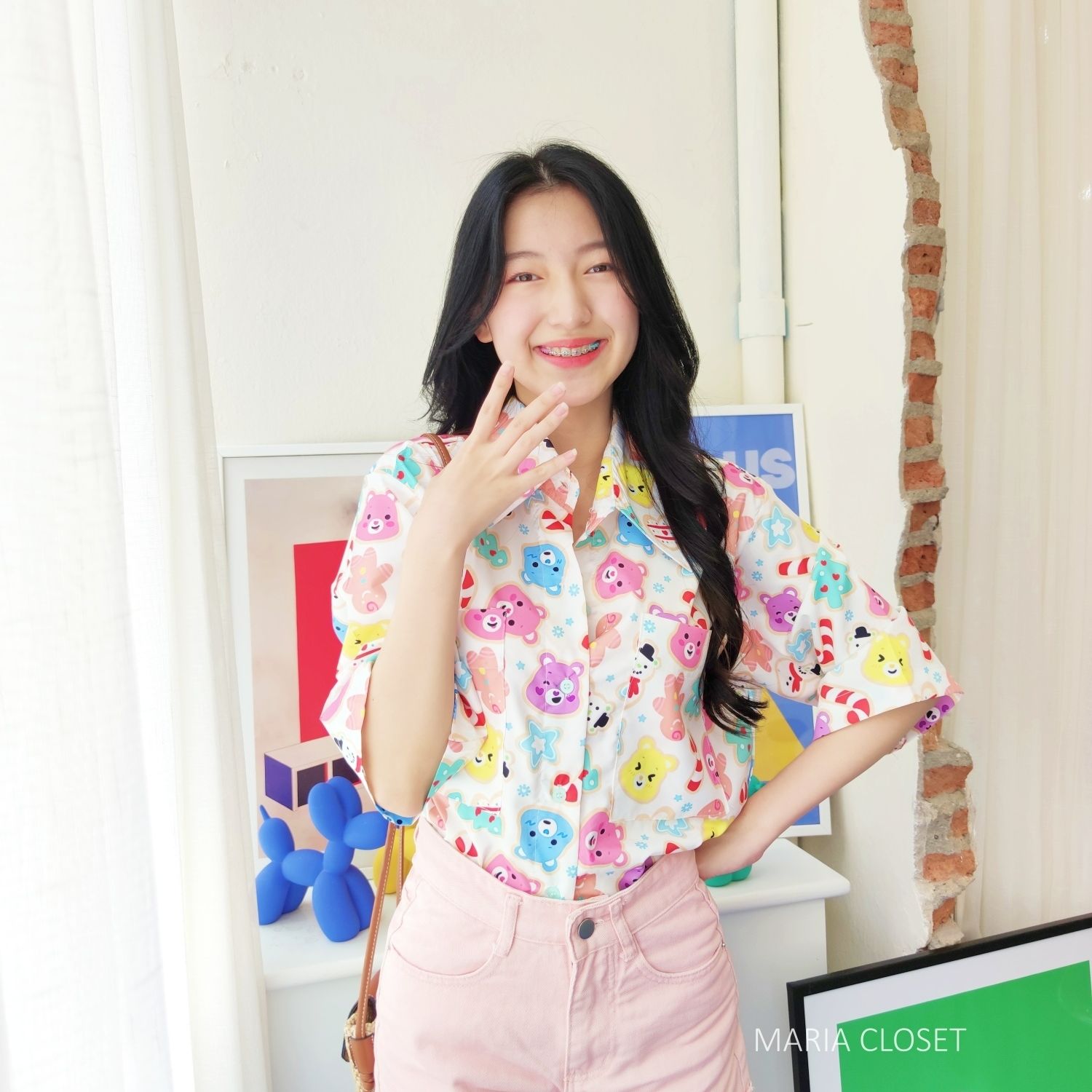 Maria Closet ???? Cute Shirt เชิ้ตโอเวอร์ไซส์ พิมพ์ลายการ์ตูนน่ารักเว่ ...