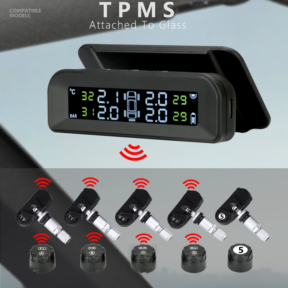 TPMS Tire Pressure Alarm Monitor System Display Original Wireless HD ...