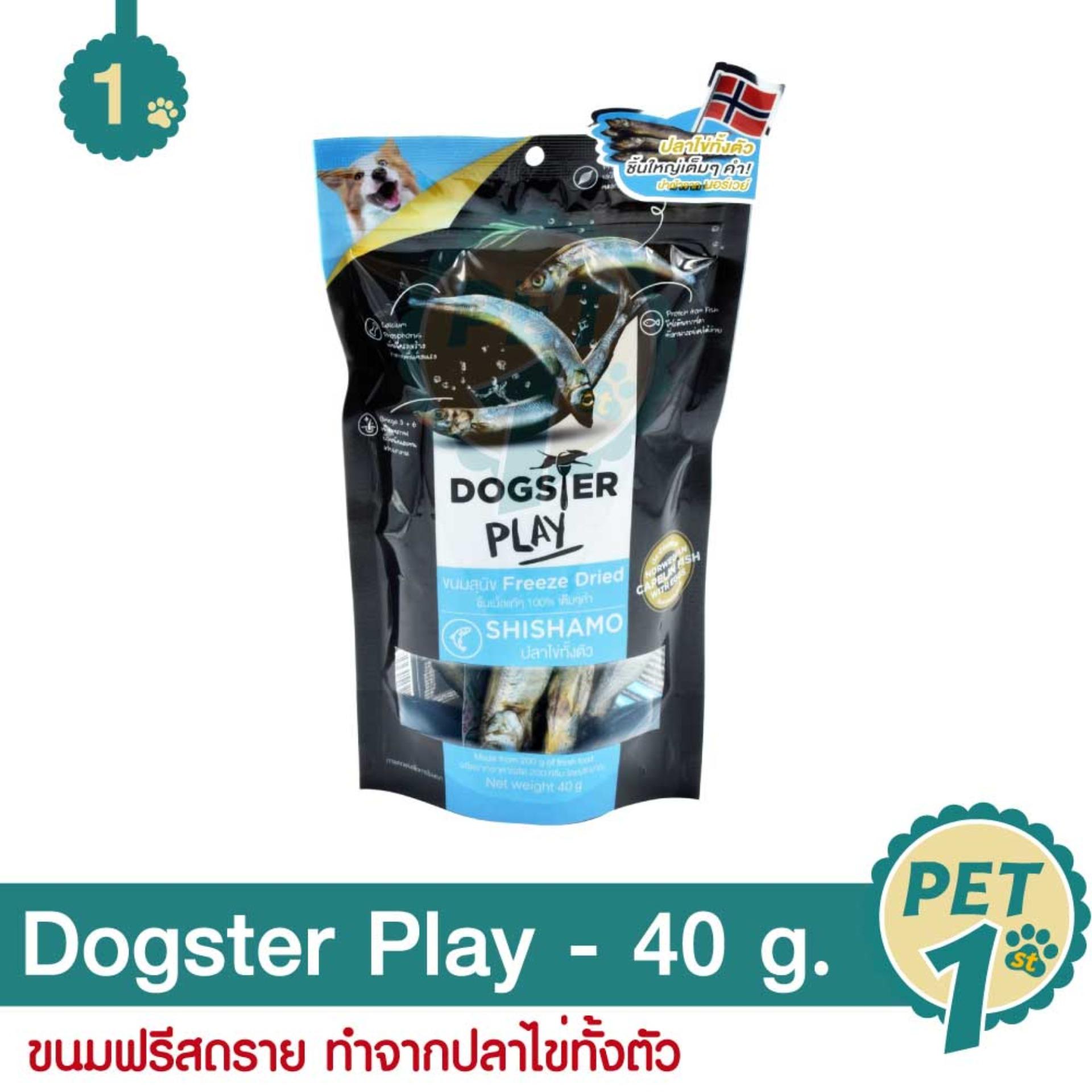 Dogster Play Shishamo 40 g. ขนมสุนัข ขนมฟรีสดราย ท็อปปิ้งอาหาร ปลาไข่ ...