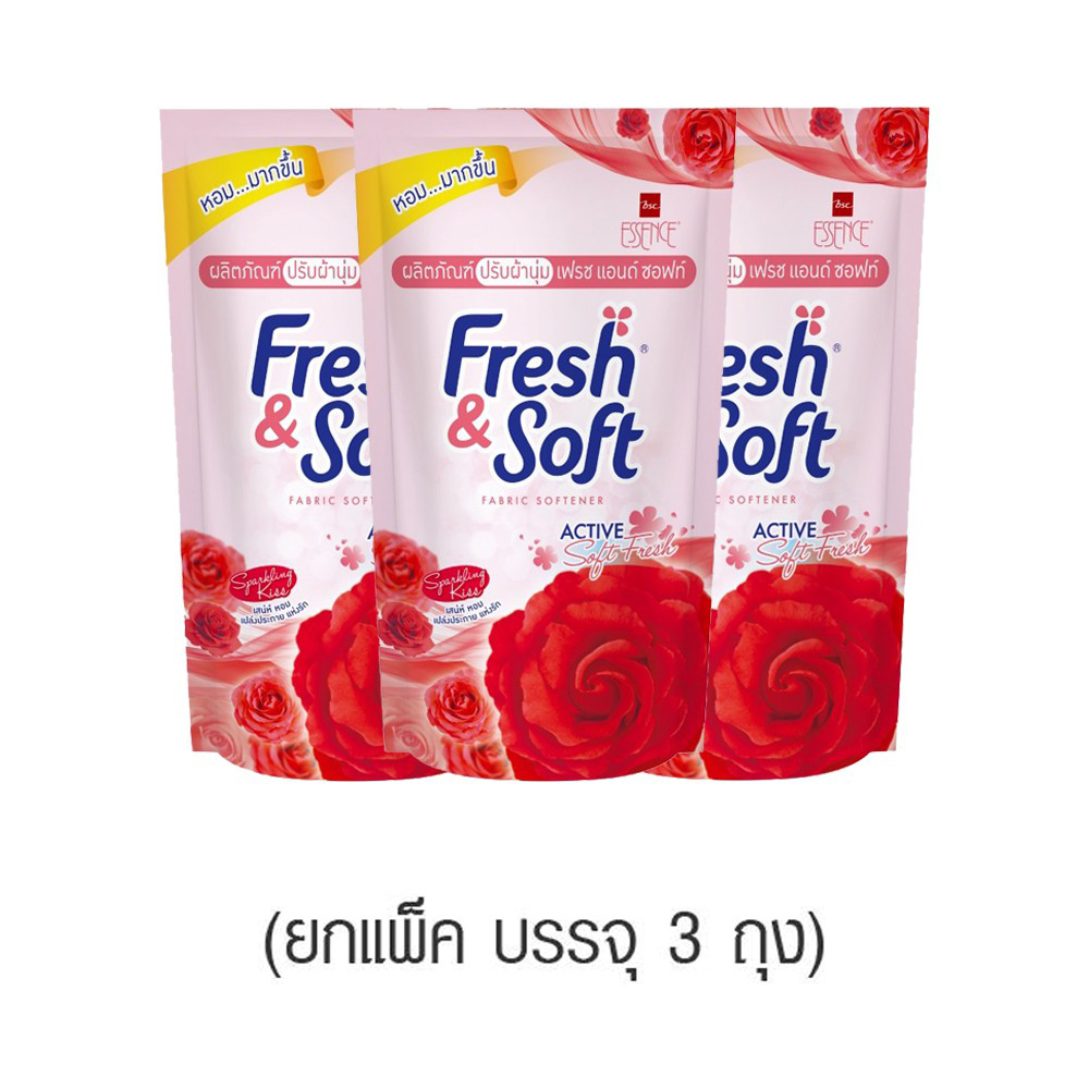 Fresh & Soft เฟรช&ซอฟท์ น้ำยาปรับผ้านุ่ม กลิ่น Sparkling Kiss สีแดง 600 ...