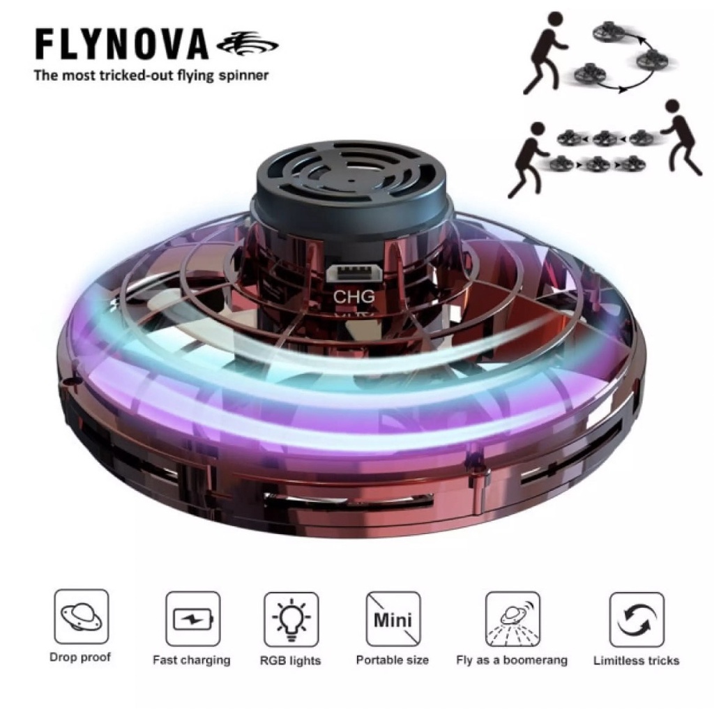 Flynova Flying Fidget Spinner ของเล่นคลายเครียดหมุนได้ลูกบอลบินได้ UFO ...