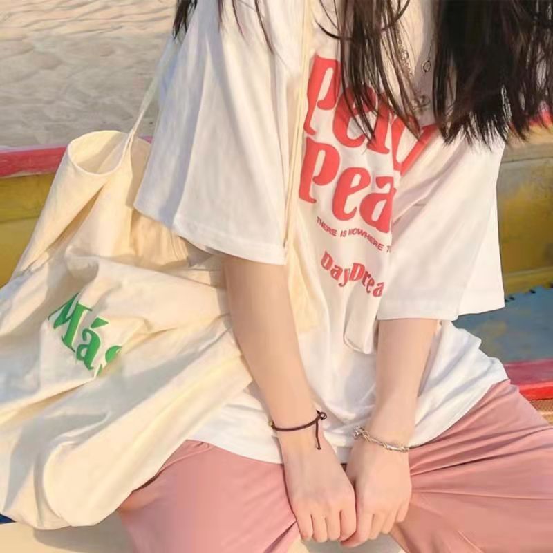 Luna shopเสื้อแฟชั่นผู้หญิงเสื้อแขนสั้นพิมพ์ลายตัวอักษรผู้หญิงเสื้อยืด ...