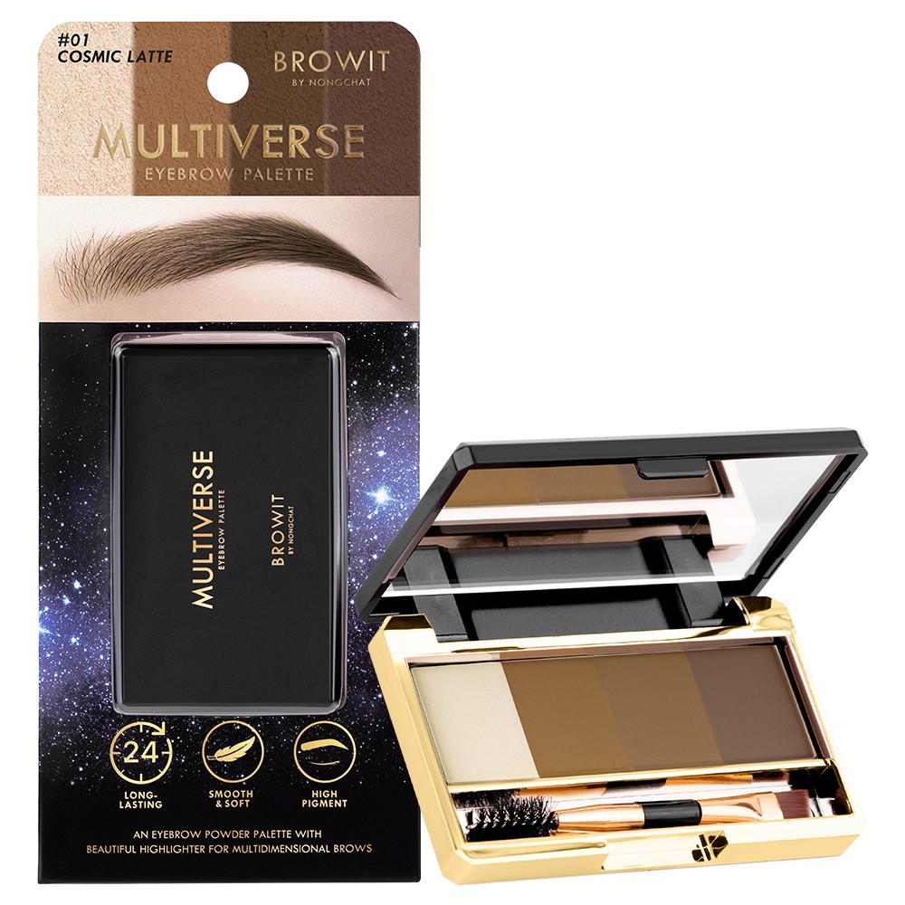 มัลติเวิร์สอายบราวพาเลท 1G X 4สี BROWIT พาเลทเขียนคิ้วชนิดฝุ่น แบบ 4 IN ...