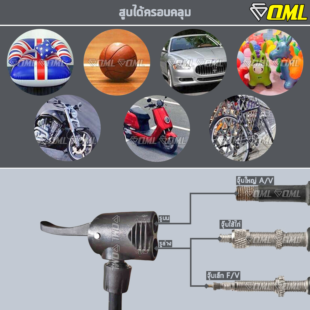 OML SNEEK ที่สูบลมแท๊งค์แท้ สูบนิ่มมือ ผู้หญิงสูบได้สบาย สูบลม สูบลมจักรยาน ที่สูบลม สูบจักรยาน ...