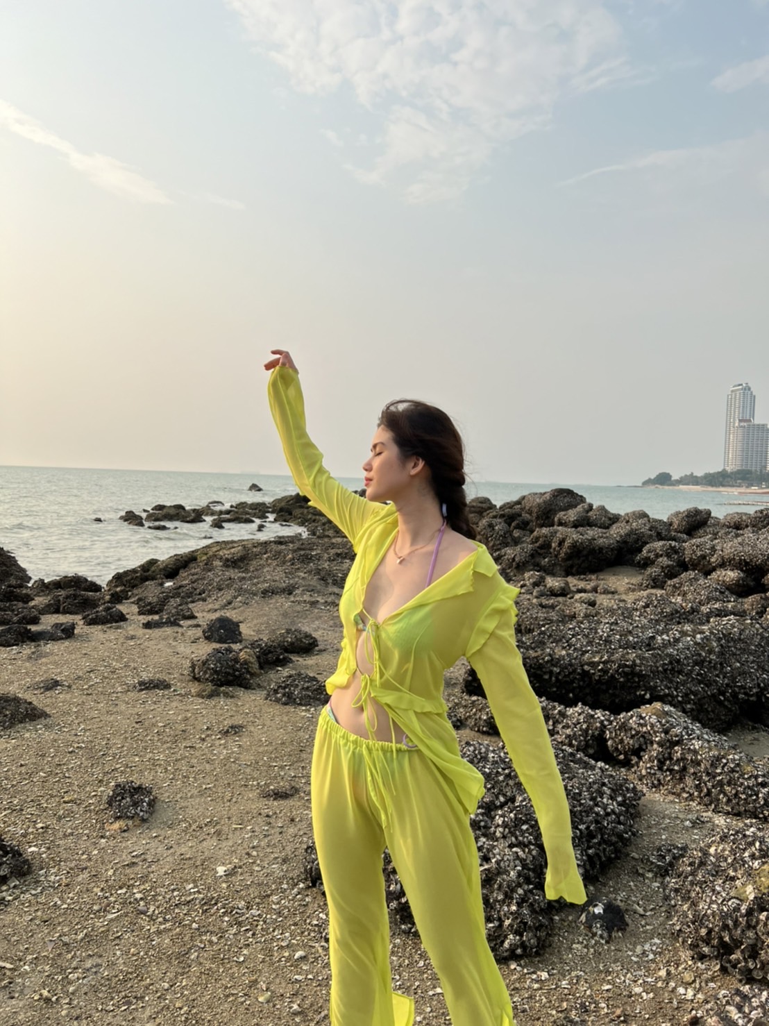 THREE THE LABEL - BONNIE SET - เซ็ตเสื้อกางเกงซีทรูใสคลุมบิกินี่ - Three.thelabel - ThaiPick