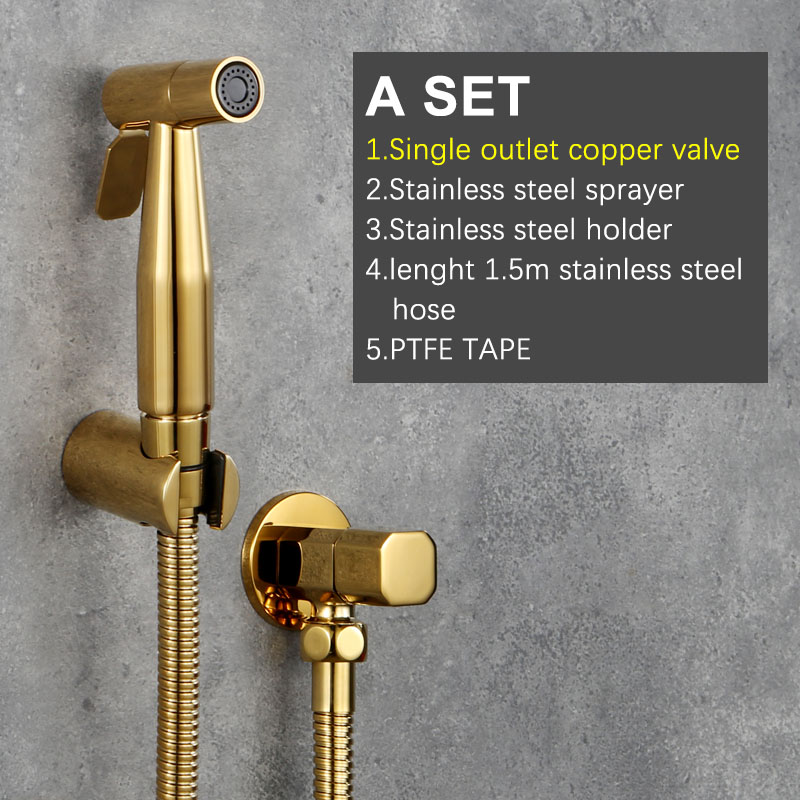 Toilet Bidet Sprayer Douche Kit Titanium Gold Hand Held Shower Faucet ...