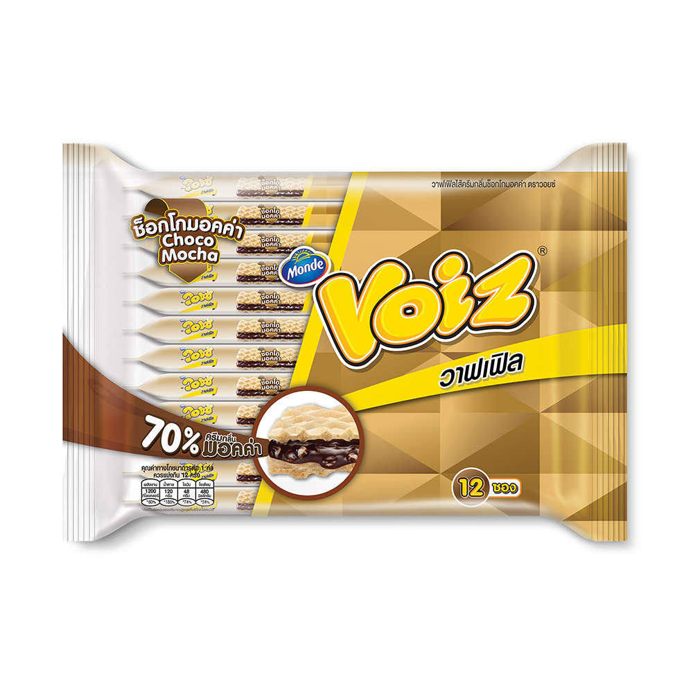วอยซ์ วาฟเฟิล ช็อกโกมอคค่า 21 กรัม 12 ซอง Voiz Waffle Choco Mocha ...