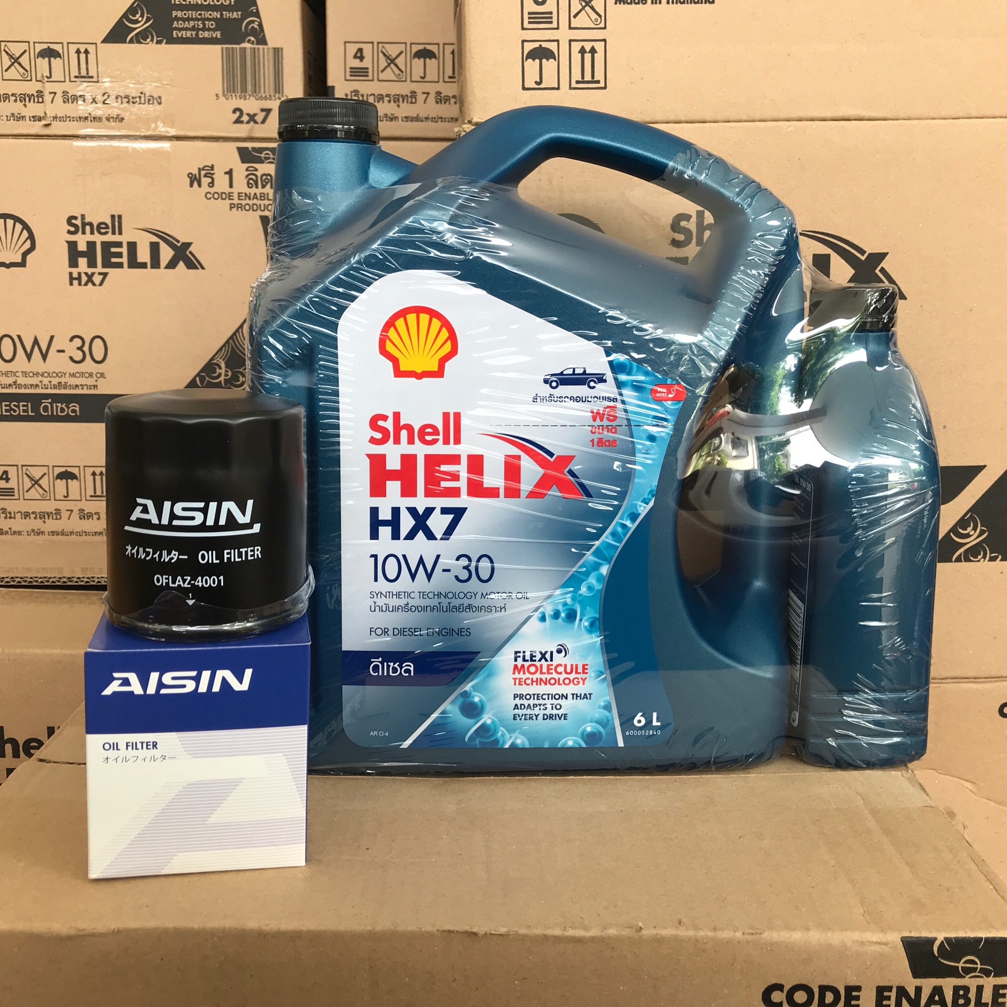 แพ็คคู่ น้ำมันเครื่อง เชล ดีเซล shell hx7 sae 10w-30 ขนาด 6 ลิตร + 1 ...