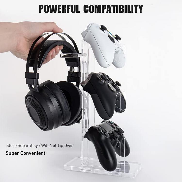 Universal 3 Tier Controller Stand Transparent Game Controller Headset ...