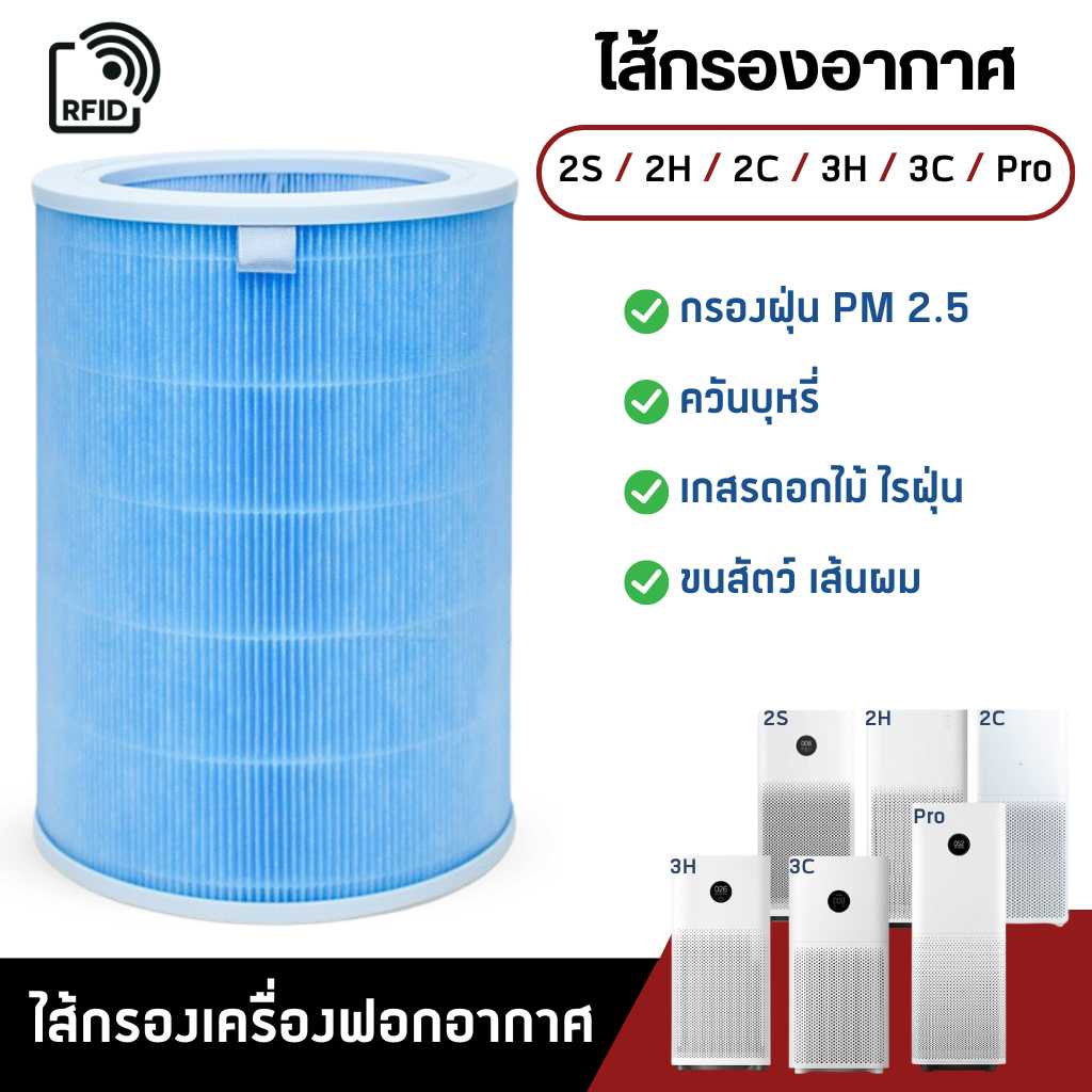 (มี RFID) Xiaomi รุ่น Pro 2S 2H 3H 2C 3C Air Purifier Filter ไส้กรอง ...