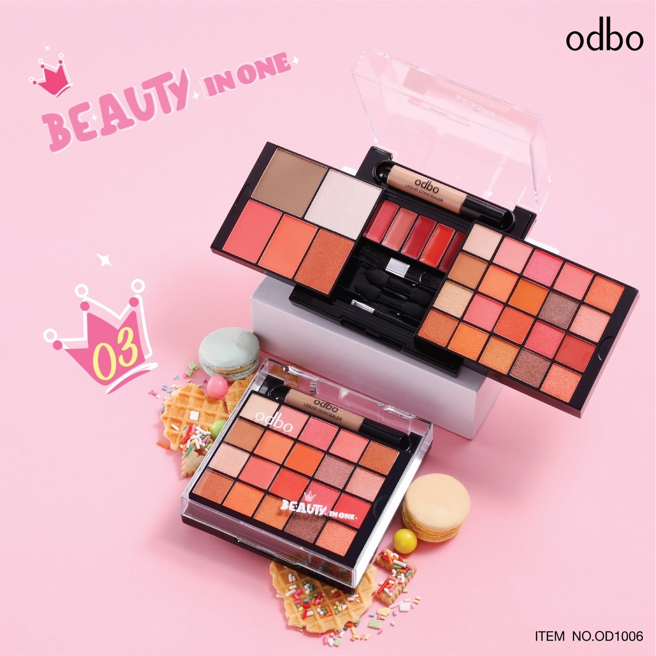 OD1006 ODBO BEAUTY IN ONE โอดีบีโอ เซตแต่งหน้า พาเลทที่รวมทั้งอายแชโดว์ ...