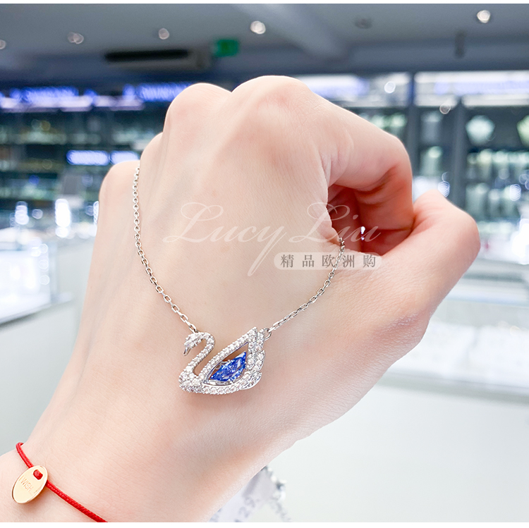 Hot Sale???? 100% แท้จริง Swarovski สร้อยคอ Blue and Red Swan DANCING ...