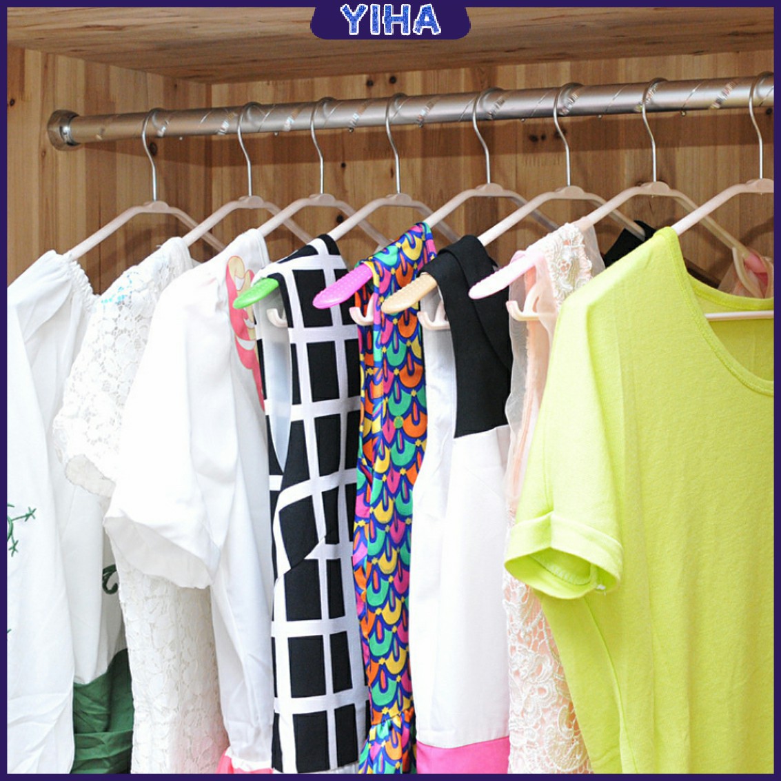 Yiha ไม้แขวนเสื้อไม้แขวนเสื้อ แพ็ค10 ชิ้น หมุนได้ 360 องศา ไม้แขวน ...