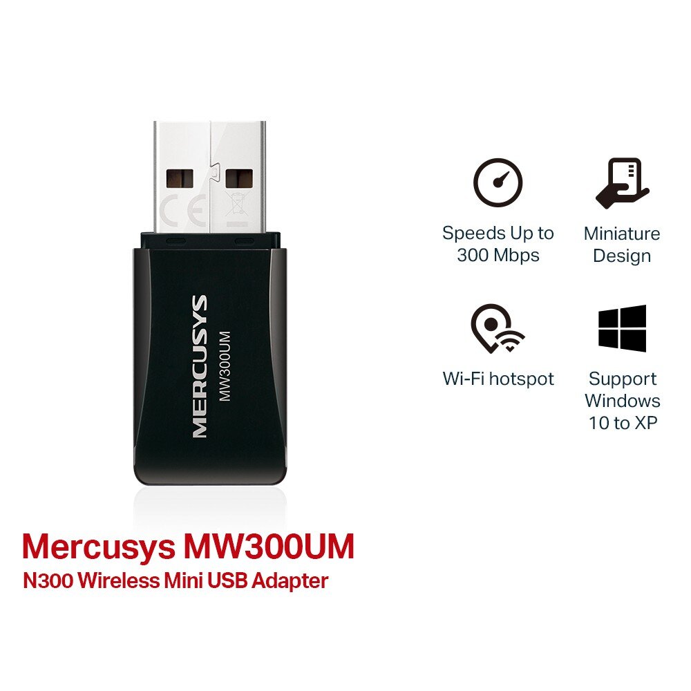 (กรุงเทพฯ ด่วน 1 ชั่วโมง) Mercusys MW300UM N300 Wireless Mini USB ...
