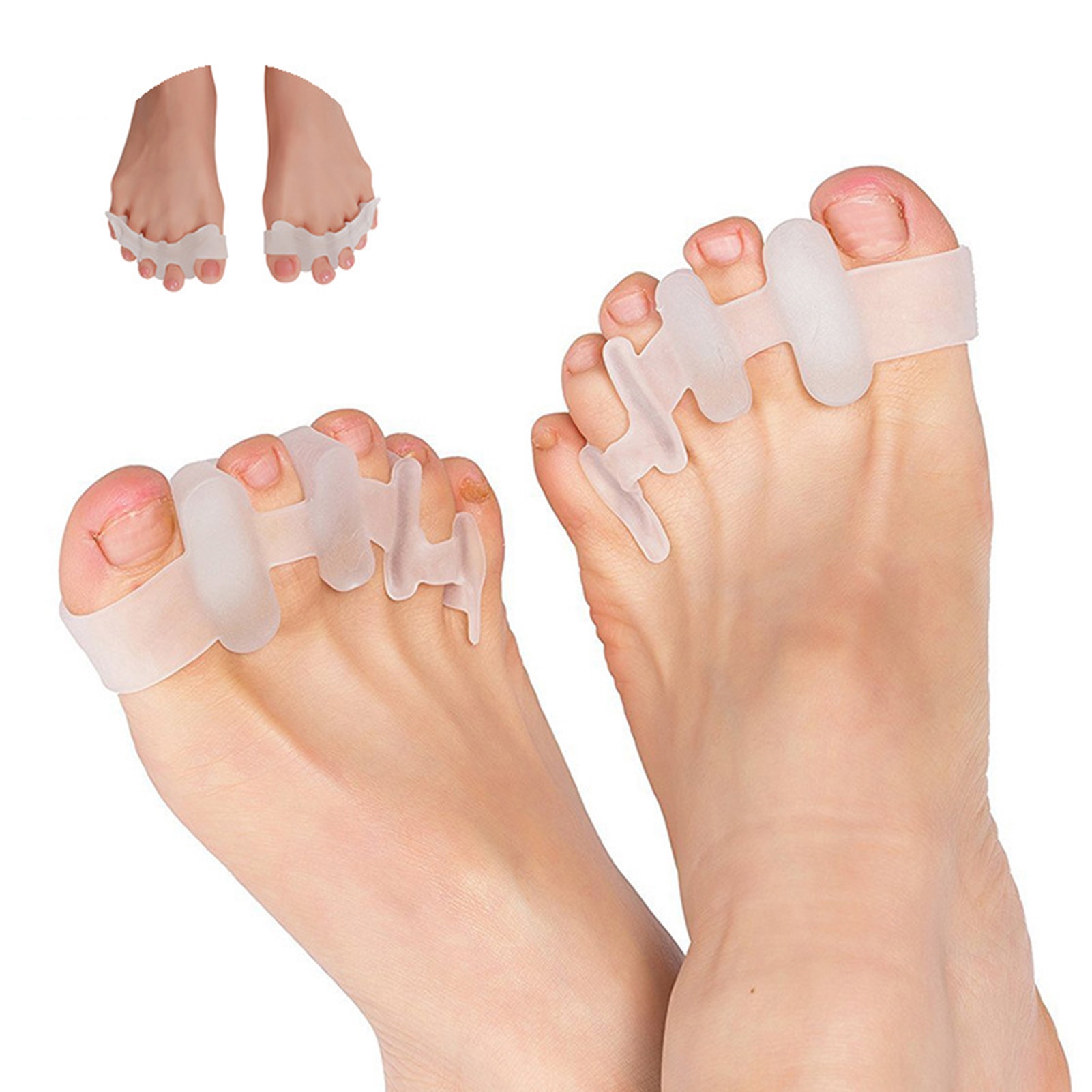 1 Pair Silicone Toe Separators Straightener Bunion Corrector Hammer Toe ...