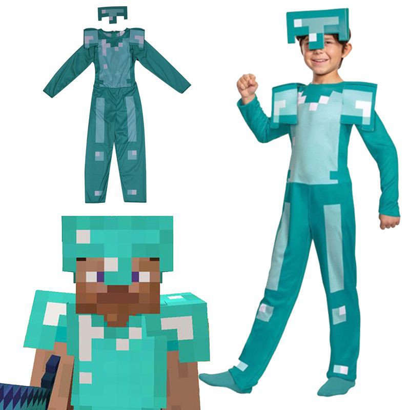 Minecraft Steve Armor Child Boys Girls Cosplay Costume Dress Up ...