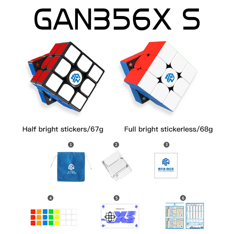GAN 356 X S Magnetic Speed Gan Cube 3x3 Professional Stickerless Magic ...