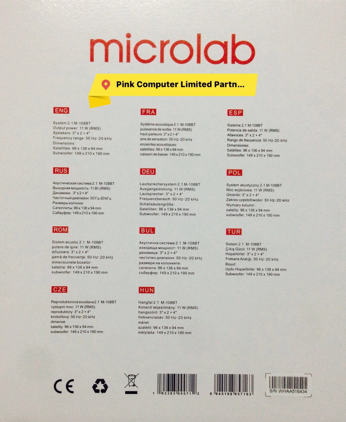 Speaker Bluetooth Microlab M108BT (11.Watts R.M.S) Subwoofer 2.1 CH มี ...