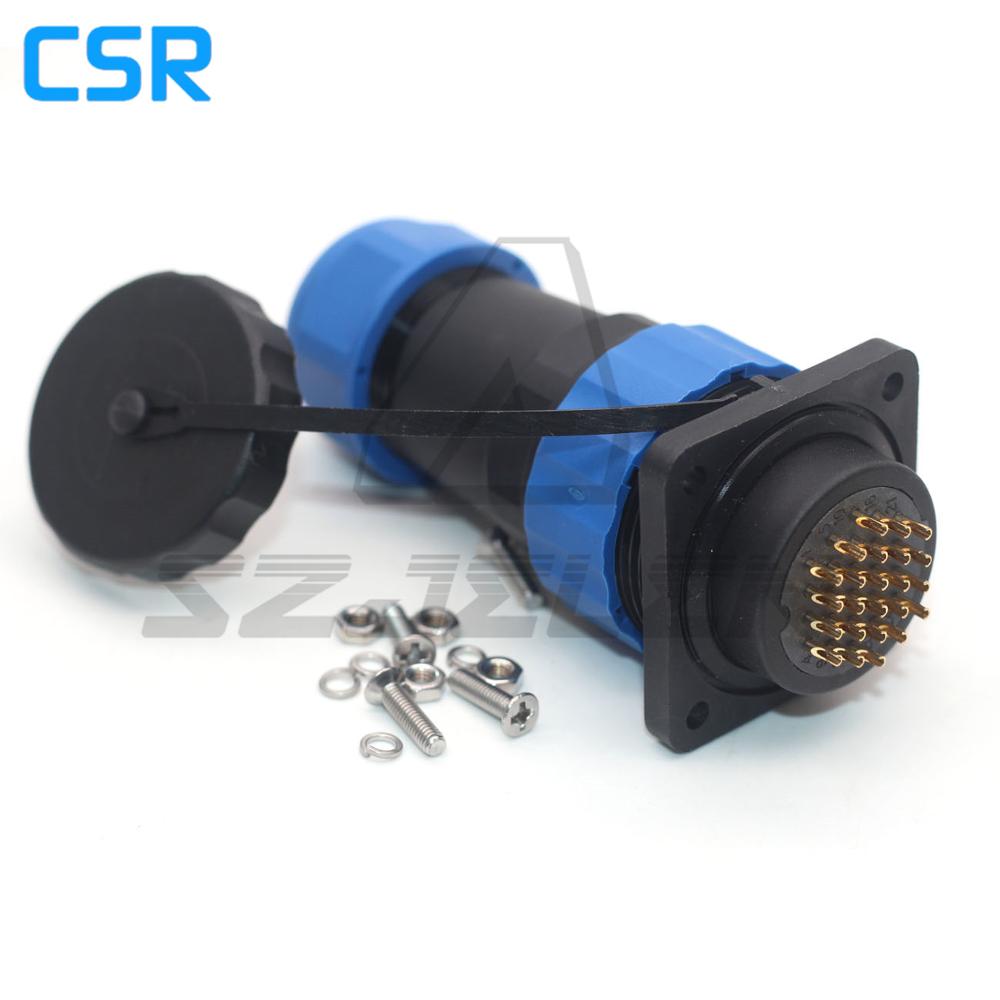 SD28 สแควร์ติดตั้งกันน้ำ Connector 2 3 4 5 6 7 9 10 12 14 16 19 22 24 26 PIN IP68 หญิงปลั๊กและซ็ ...