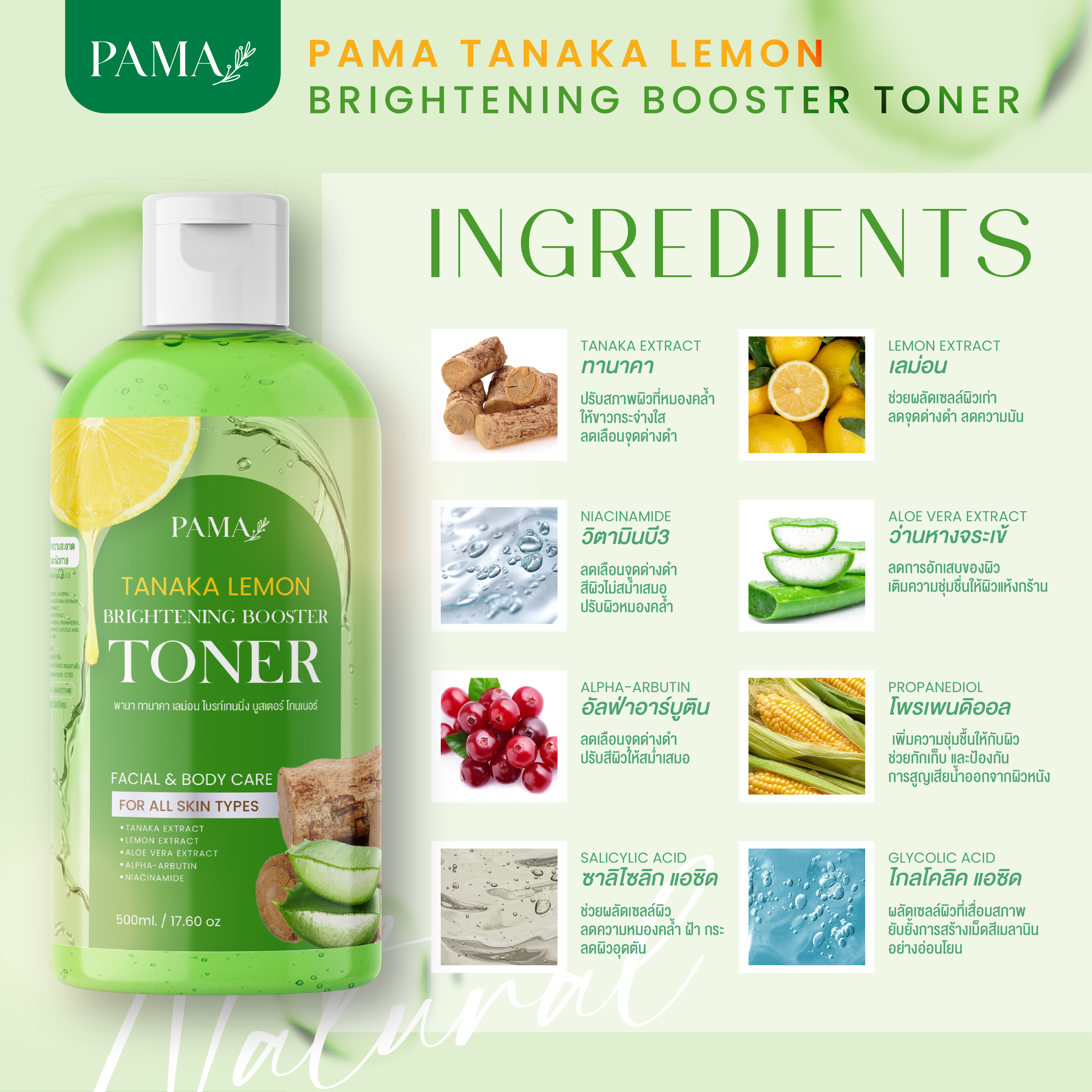 โทนเนอร์เช็ดผิวขาวพม่า Tanaka Lemon พามา ทานาคา เลม่อน เอ็กซ์ตร้า ไวท์ ...