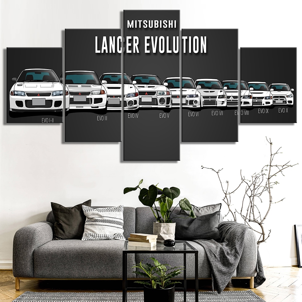 Canvas Painting Print Modular Artwork Modern 5 Pieces Mitsubishi lancer ...