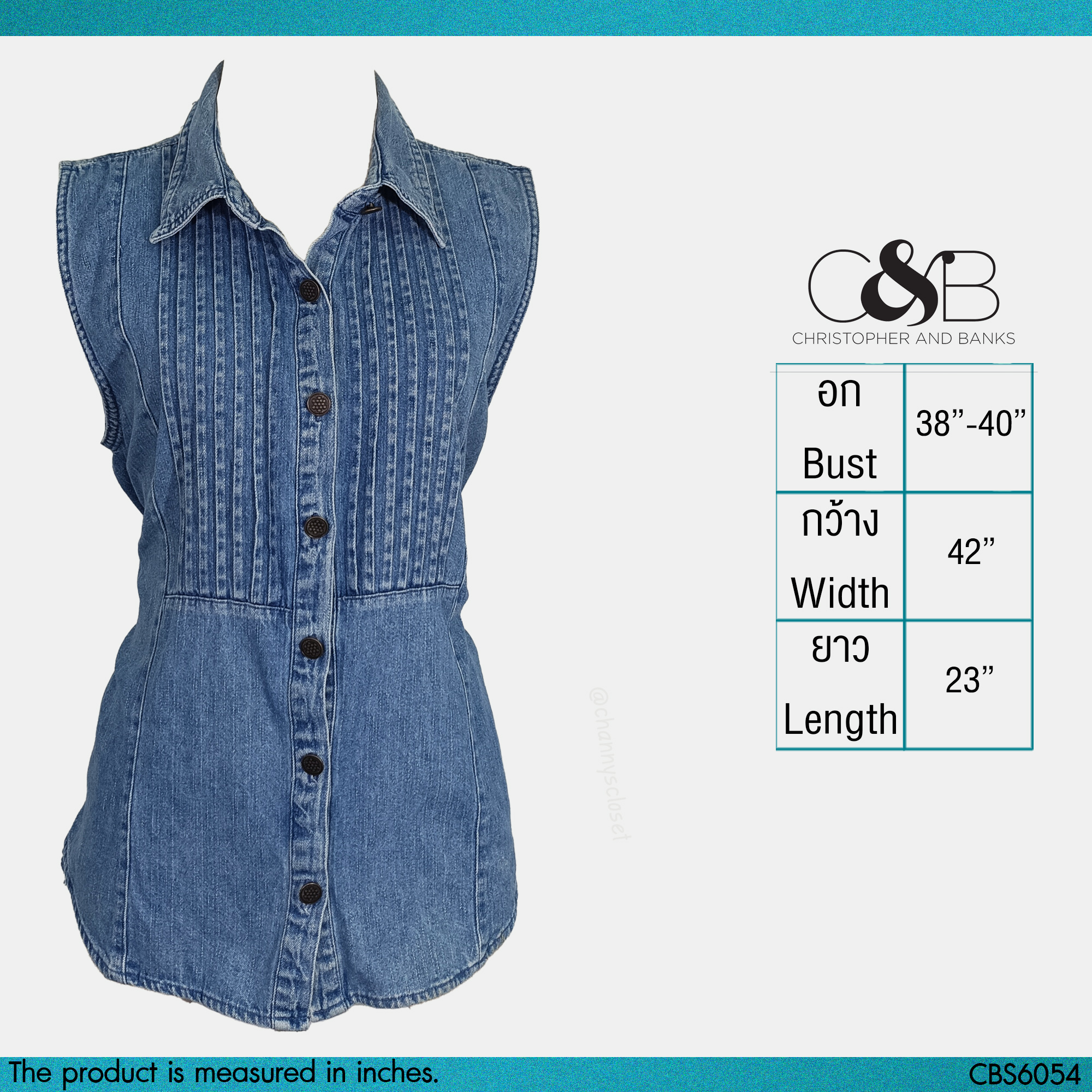 USED Christopher & Banks - Blue Ruffle Denim Top | เสื้อยีนส์ เสื้อ ...