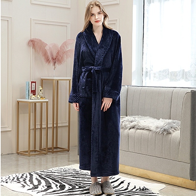 Lovers Extra Long Plus Size Winter Warm Flannel Coral Fleece Bath Robe ...