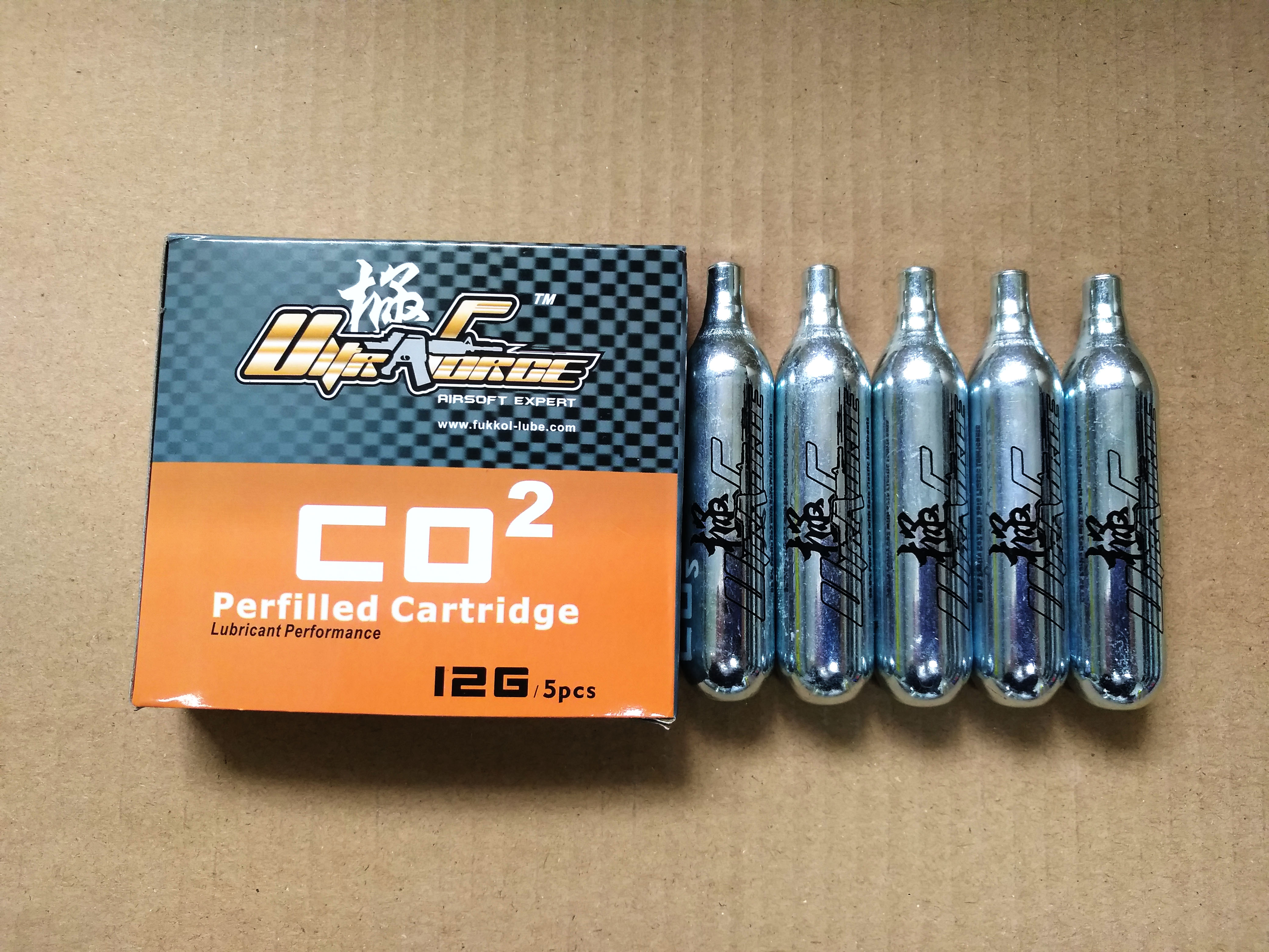 New 12g Co2 cartridge Silver BB airsoft Ultraforce 55KG - Fukkol Lube ...
