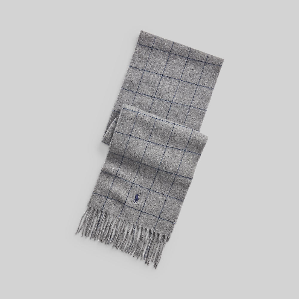 Polo Ralph Lauren SCARF Windowpane Plaid Wool-Blend Scarf ผ้าพันคอ รุ่น ...