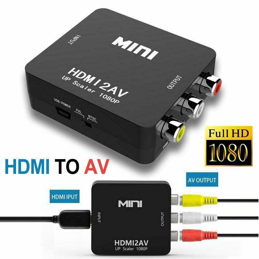 Mini HD 1080P HDMI 2AV Video Converter Box HDMI to RCA AV/CVSB L/R ...