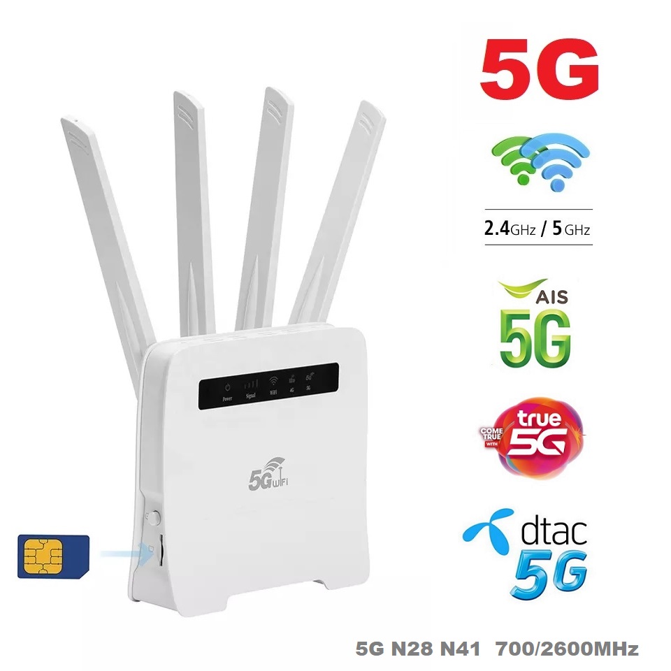 5G CPE Router 2.2Gbps 5G VPN เราเตอร์ ใส่ซิม รองรับ 5G AIS,DTAC,TRUE ...